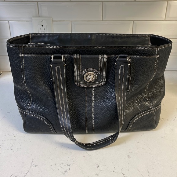 Coach | Bags | Coach Carry All Tote Bag 75 X 14 Large Pebble Leather ...